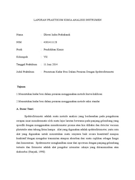 Laporan Praktikum Kimia Analisis Instrumen Pdf
