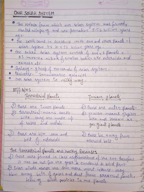 Handwritten Notes Of The Origin And Evolution Of Earth Geography