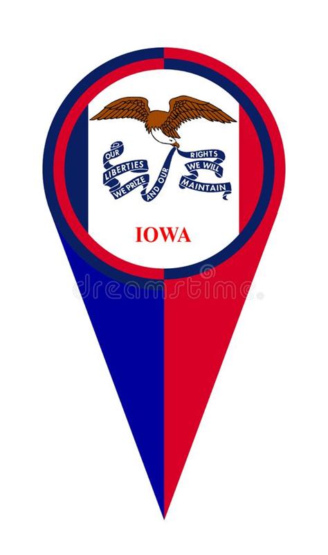 Bandeira Do Lugar Do Ponteiro Do Mapa De Iowa Ilustração Do Vetor