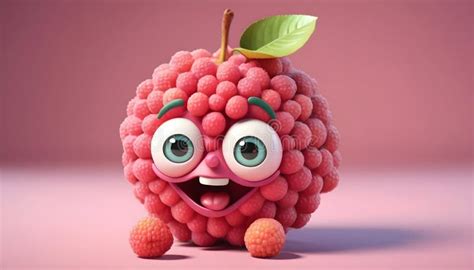 3d Illustration Of A Pink Raspberry Character With A Smiley Face