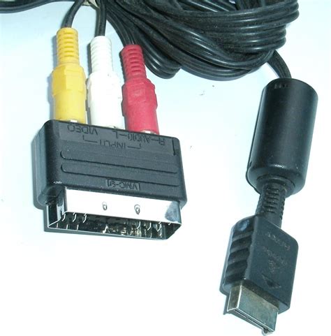 Official Sony Playstation 2 Av Tv Cable Lead With Scart Block Ps2 Uk Electronics And Photo