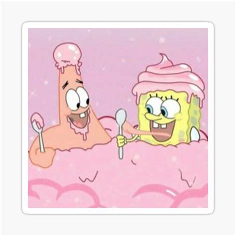 Spongebob And Patrick Eating Ice Cream Merch Sticker For Sale By Bubblydesignz Redbubble