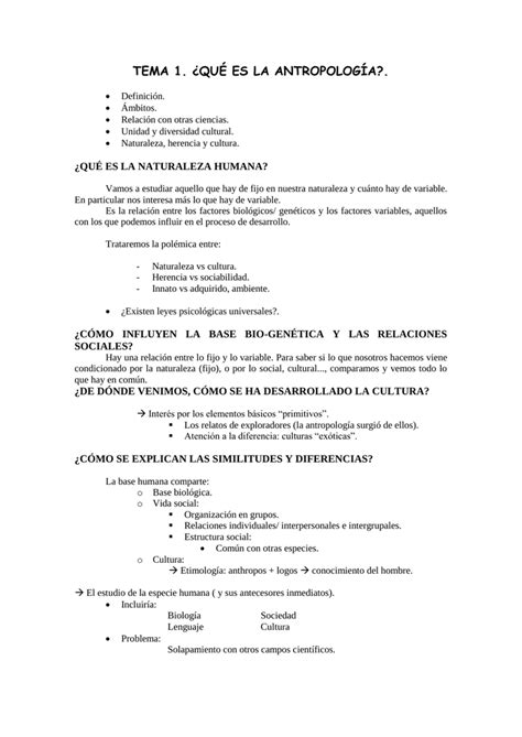 TEMA 1 QUÉ ES LA ANTROPOLOGÍA