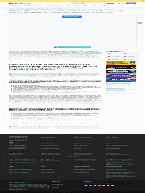 Cbse Class 12 Lab Manual For Chapter 1 To Identify A Diode An Led A Transistor An Ic A