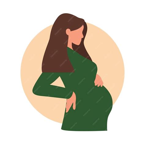 Premium Vector Portrait Of Young Pregnant Woman Holding Her Belly