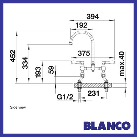 Blanco Vicus Bridge Twin Kitchen Mixer Tap Brushed Brass Uk