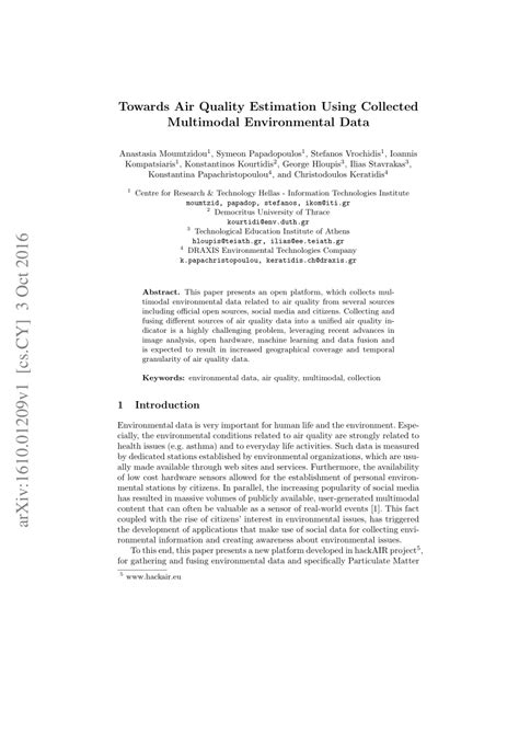 Pdf Towards Air Quality Estimation Using Collected Multimodal