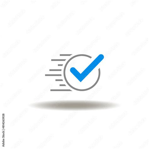 Vector Illustration Of Fast Moving Check Mark Icon Of Execution