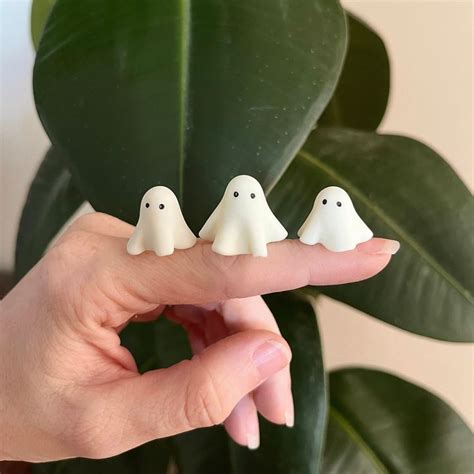 Glow In The Dark Mini Ghosts Tiny Polymer Clay Halloween Decorations