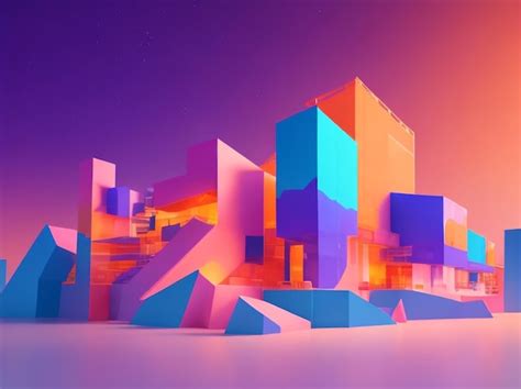 Premium Ai Image 3d Landscape Abstract Concept Data Visualization Minimal Building
