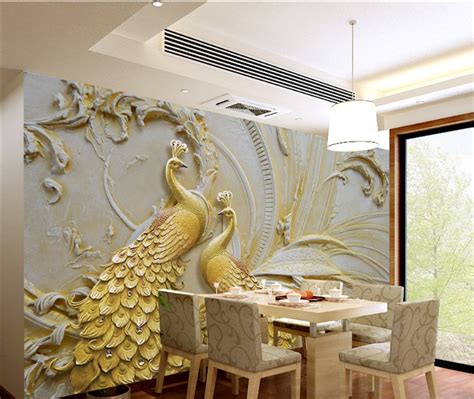 Embossed Effect Peacock 3d 5d 8d Wall Murals Custom Wallpaper