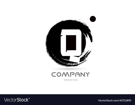 Q Black And White Grunge Alphabet Letter Logo Vector Image