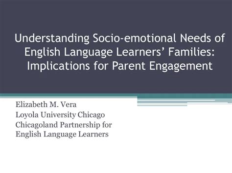 Ppt Understanding Socio Emotional Needs Of English Language