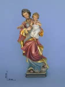 Statua San Giuseppe con Gesù bambino dipinto a mano in legno Italia Statue sacre di medie