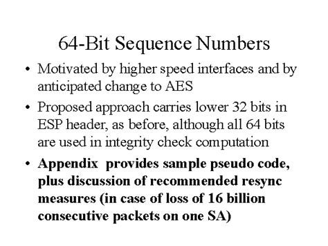 Bit Sequence Numbers