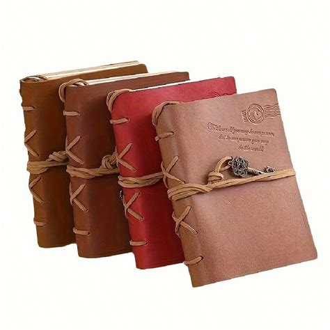 1pc Mini Vintage Notebook With Straps And Pendants Kraft Paper Inside Pages Diary Notepad PU
