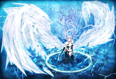 Blue Blue Eyes Blue Hair Breasts Cleavage Garter Keepout Long Hair