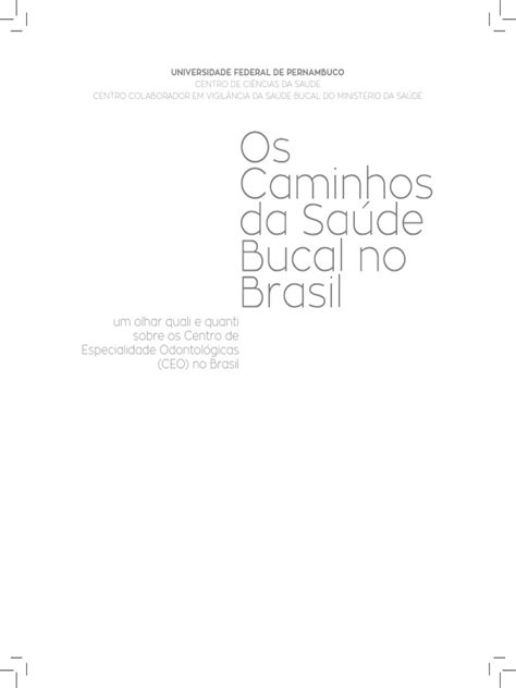 Livro Os Caminhos Da Saúde Bucal No Brasil Pmaq Ceo Pdf