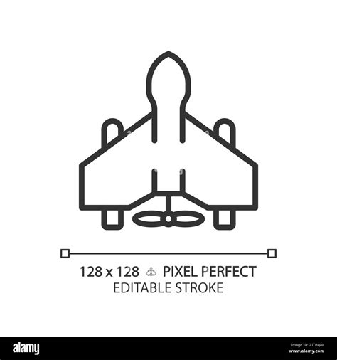2d Thin Line Pixel Perfect Black Military Drone Icon Stock Vector Image