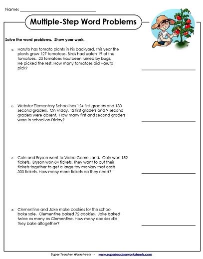 Multiple Step Word Problem Worksheets Worksheets Library