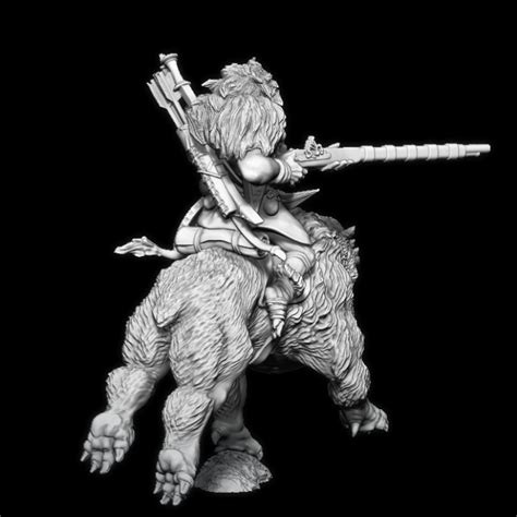 3d Printable Gldn14 Geladan Baboon Man With Firestick Mounted On