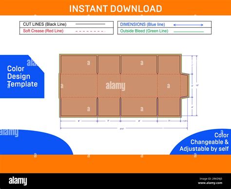 Corrugated Cardboard Shipping Box Die Line Template And 3d Box Design Easily Editable And