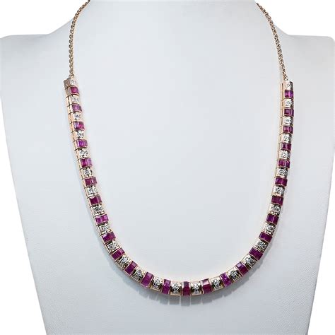 Igi Certified 4171ct Natural Rubies 14k White Gold Necklace For Sale
