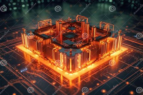 Circuit Board with Glowing Quantum Computing Elements Stock Image - Image of board, hardware ...
