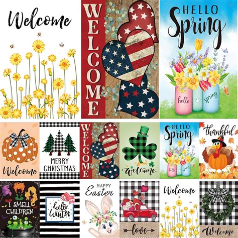 Seasonal Garden Flags Set Of 12 Double Sided 12 X 18 Inch