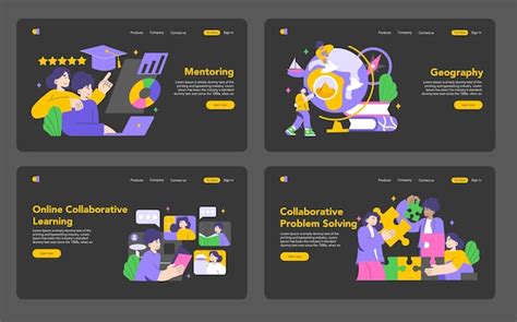 Premium Vector Educational Technology Set Engaging In Collaborative