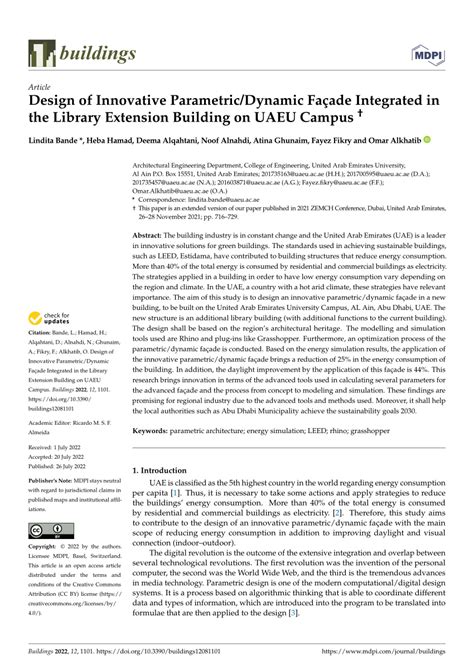 PDF Design of Innovative Parametric Dynamic Façade Integrated in the Library Extension