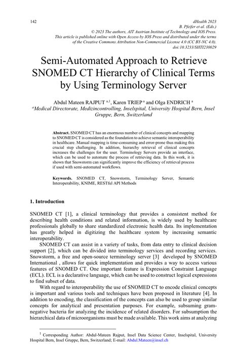 Pdf Semi Automated Approach To Retrieve Snomed Ct Hierarchy Of Clinical Terms By Using