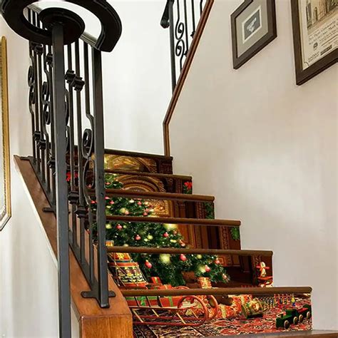 Set Christmas Creative Staircase Stickers Christmas Tree Temu