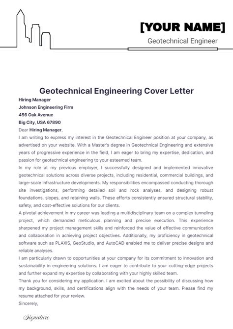 Free Geotechnical Engineering Cover Letter Template To Edit Online