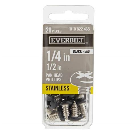 Everbilt 1 4 In X 1 2 In Black Stainless Steel Phillips Pan Head