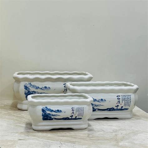 Blue And White Rectangular Ceramic Planter At Rs 300000 Ceramic