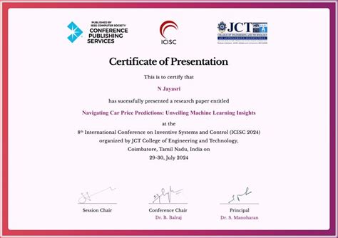 Jaya Sri On Linkedin Machinelearning Datascience Research Innovation Icisc2024…