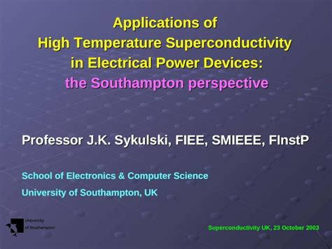 Ppt Applications Of High Temperature Superconductivity In Electrical