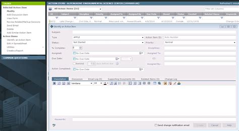 newforma project center eleventh edition help create an action item