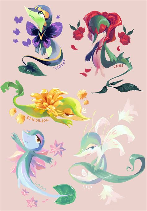 Snivy Variants By Bedupolker On Deviantart