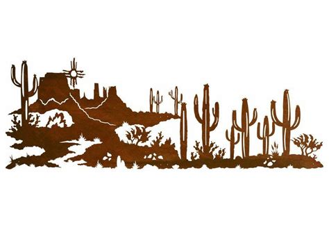 84 Desert Scene With Cactus And Sun Metal Wall Art Southwest Wall Art