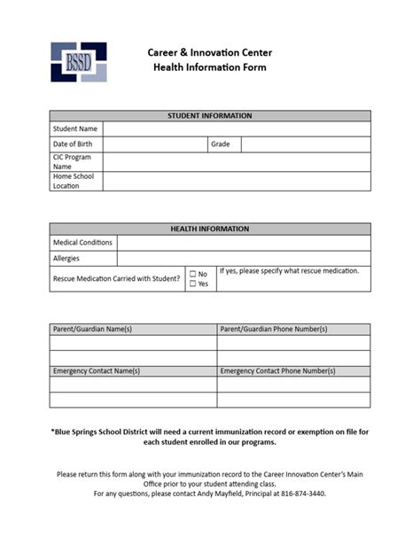 Cic Health Information Form Pdf