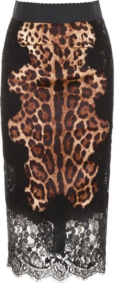 Dolce Gabbana Leopard Print Laced Pencil Skirt ShopStyle