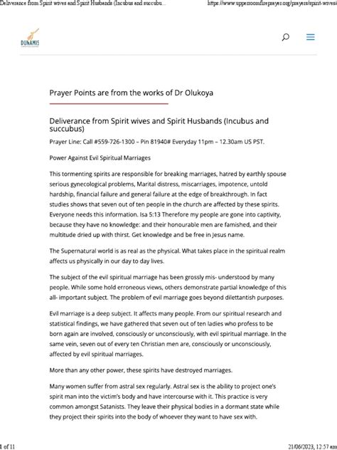 Deliverance From Spirit Wives And Spirit Husbands Incubus And Succubus