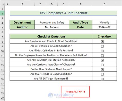 How To Create An Audit Checklist In Excel With Easy Steps
