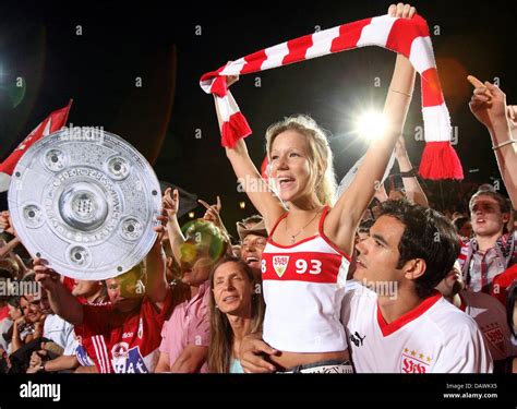 Vfb Stuttgart Fans Celebrate Their Teams 2 1 Victory Over Energie