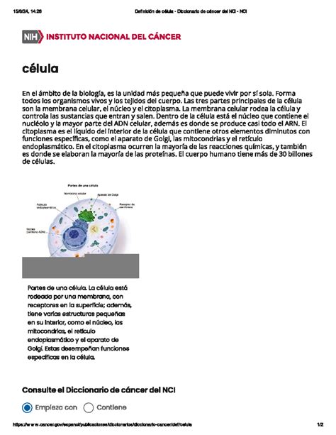 La Cel Pep 1428 Definición De Célula Diccionario De Cáncer Del Nci