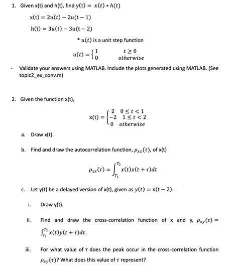 solved 1 given x t and h t find y t x t ∗h t