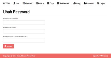 Source Code Spk Metode Mfep Codeigniter Tugasakhirid
