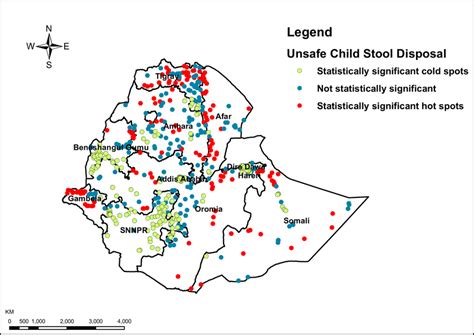 hotspot and cold spot analysis using getis ord gi statistics of unsafe